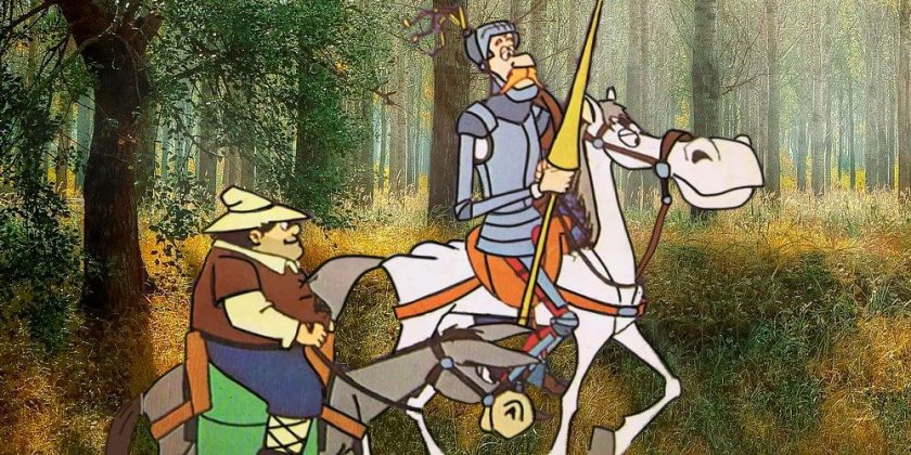 Don Quijote y la aventura de los rebaños de ovejas, para niños