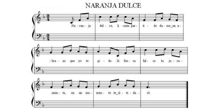 Naranja dulce, limón partido, letra y música de esta ronda